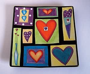 Amazon.com | Mary Naylor Hearts Square Plate: Dinner Plates: Dinner Plates