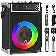 JYX Karaoke Machine with 2 UHF Wireless Microphones, Bluetooth Speaker with Bass/Treble ...