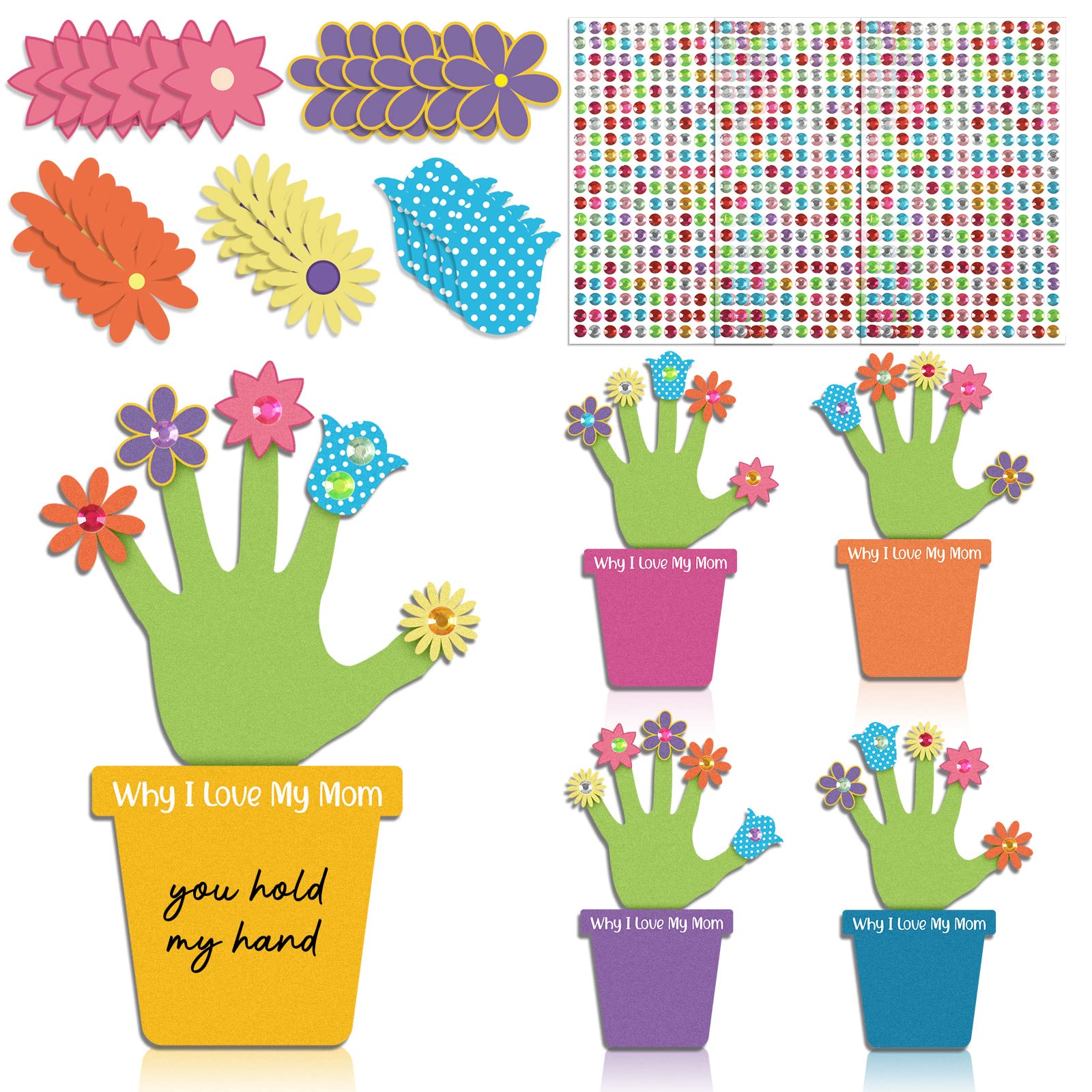 Honoson 20 Sets Mother's Day Handprint Flowers Pot Crafts for Kids DIY ...