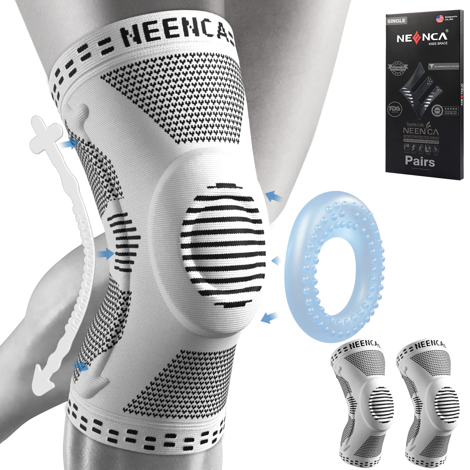 Mua NEENCA 2 Pack Knee Braces for Knee Pain, Compression Knee Sleeves ...