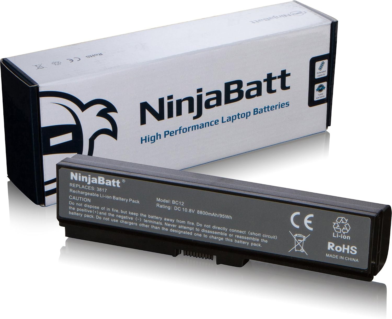 NinjaBatt 12 Cell Laptop Battery for Toshiba PA3817U-1BRS PA3819U-1BRS ...