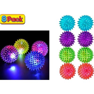 Buy JA-RU Light Up Spike Rubber Ball Pack of 8 and 1 Collectable Bouncy ...