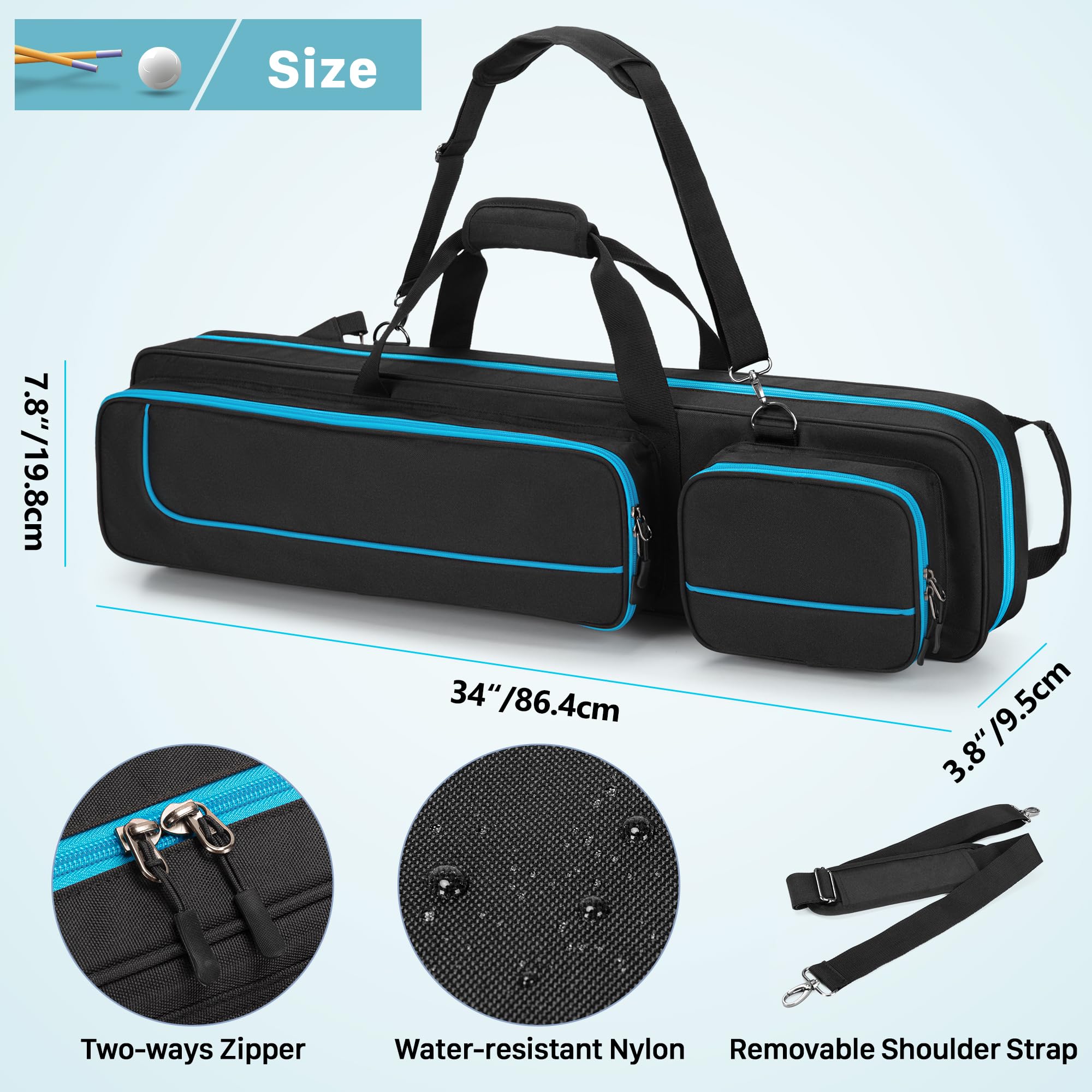 Mua GOBUROS Billiard Cue Case, Pool Cue Case, Holds 4 Bats and 4 Shafts ...