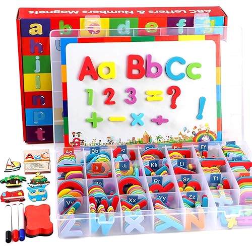 253 PCS Magnetic Letters and Numbers Kit with Double-Sided Magnetic ...