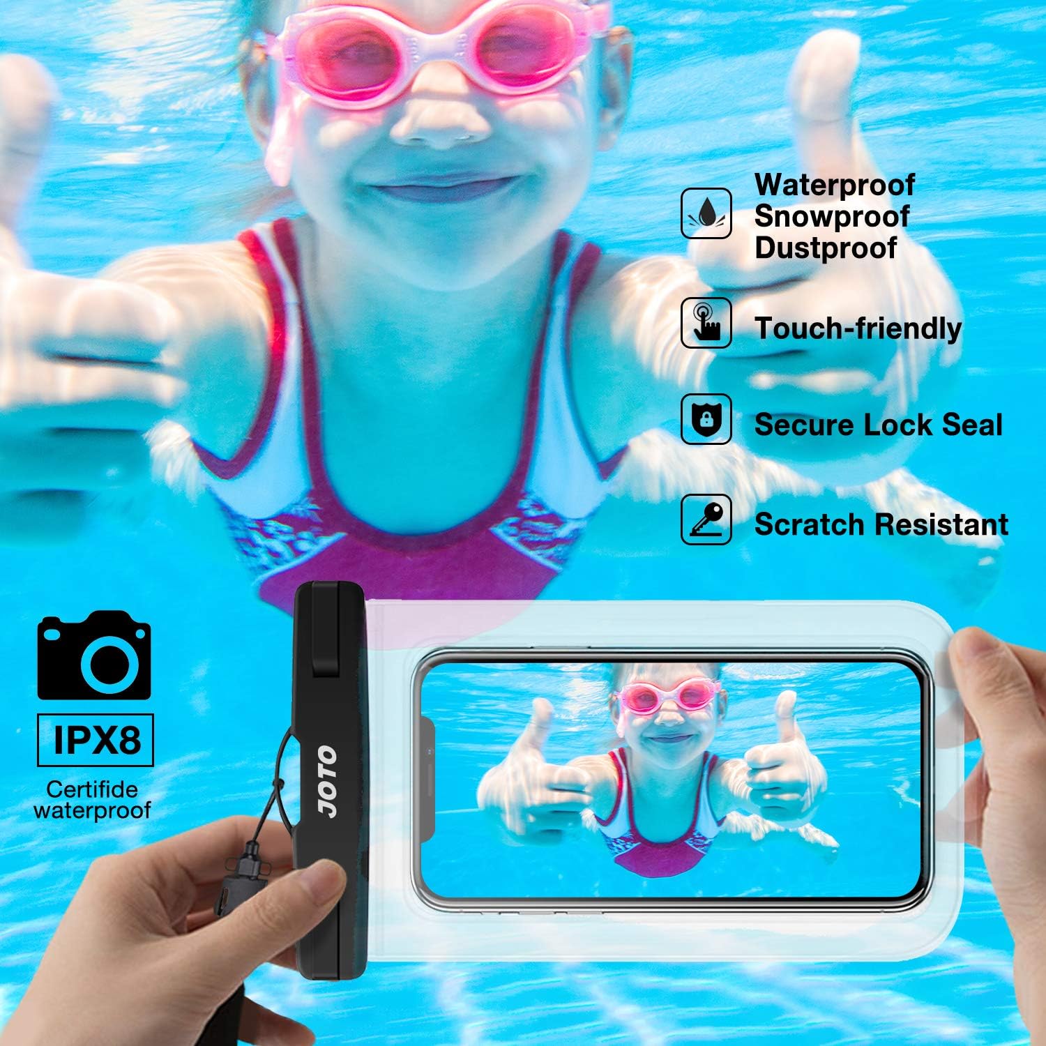 [6 Pack] JOTO Waterproof Phone Case Pouch, IPX 8 Watertight Sealed Dry ...