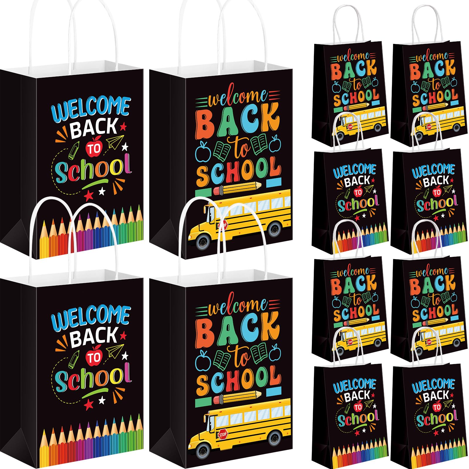 Sinload 100 Pieces Back to School Gift Bags Bulk Paper Welcome Back to ...