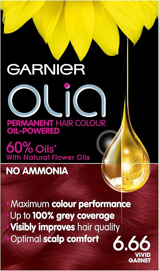 Garnier Olia Red Hair Dye Permanent, Up to 100% Grey Hair Coverage, No ...