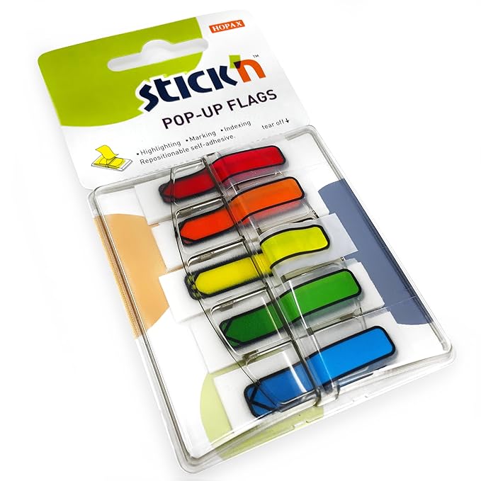 Stick'n 26003 Pop Up Flags - Arrow Sticky Notes - 5 Assorted Colours ...