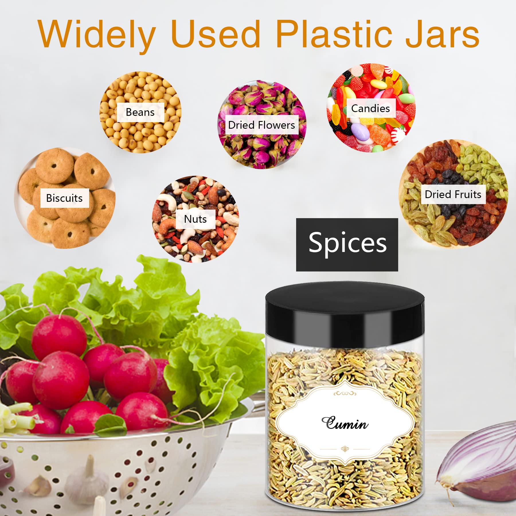 Mua PeacePeo 8 OZ Plastic Jars with Lids, Slime Containers with Lids 48 ...