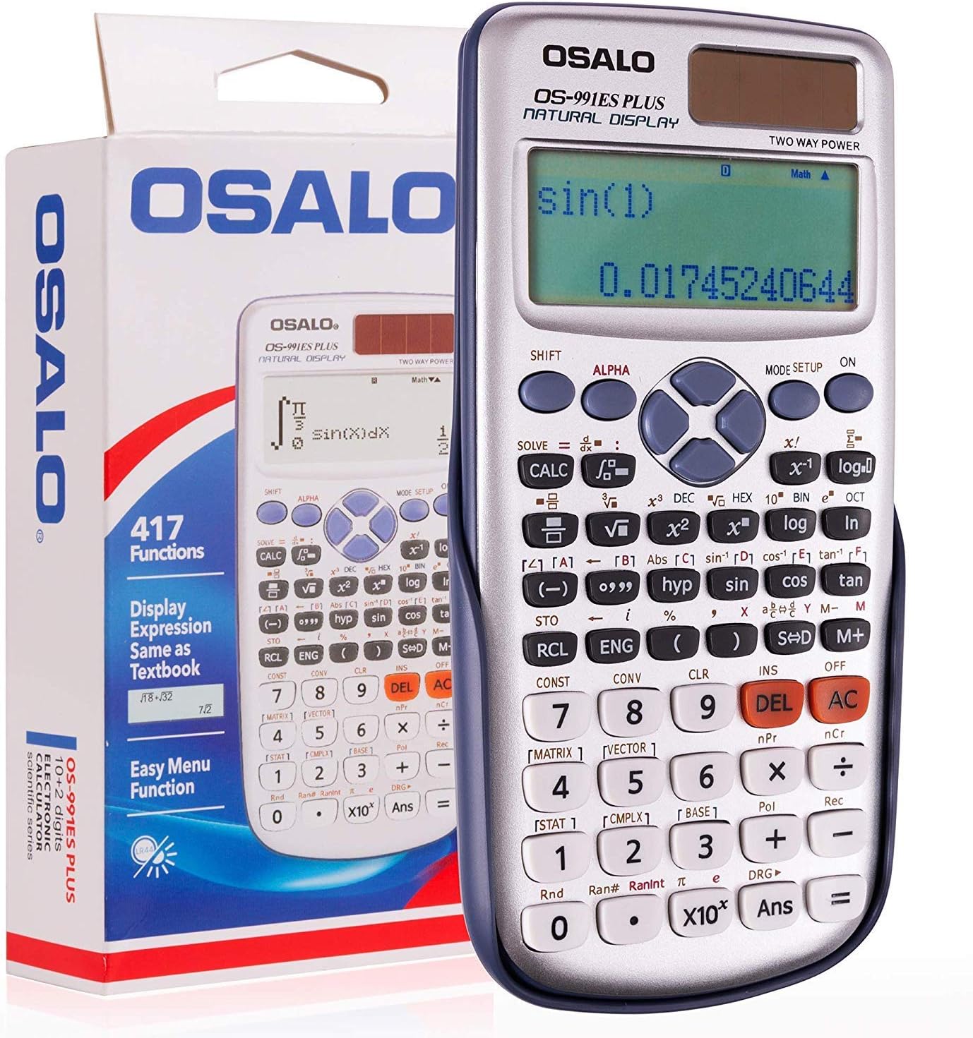 Osalo - Scientific Calculator 417 Functions, Dual Power Source ...