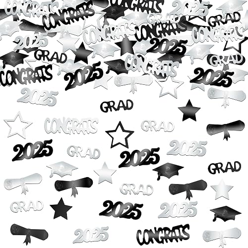 KatchOn, Congrats Grad Confetti 2025 - Pack of 1300 | Black and Silver ...