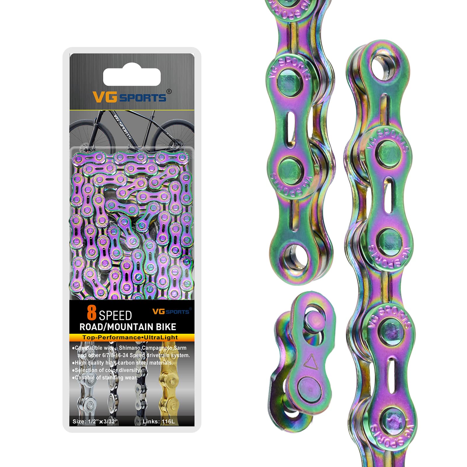 VG SPORTS 6/7/8/9/10/11 Speed Bike Chains, Half Hollow/Full Hollow ...