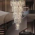 YUYI 118'' Long Crystal Chandelier for High Ceilings, 28-Lights Silver ...