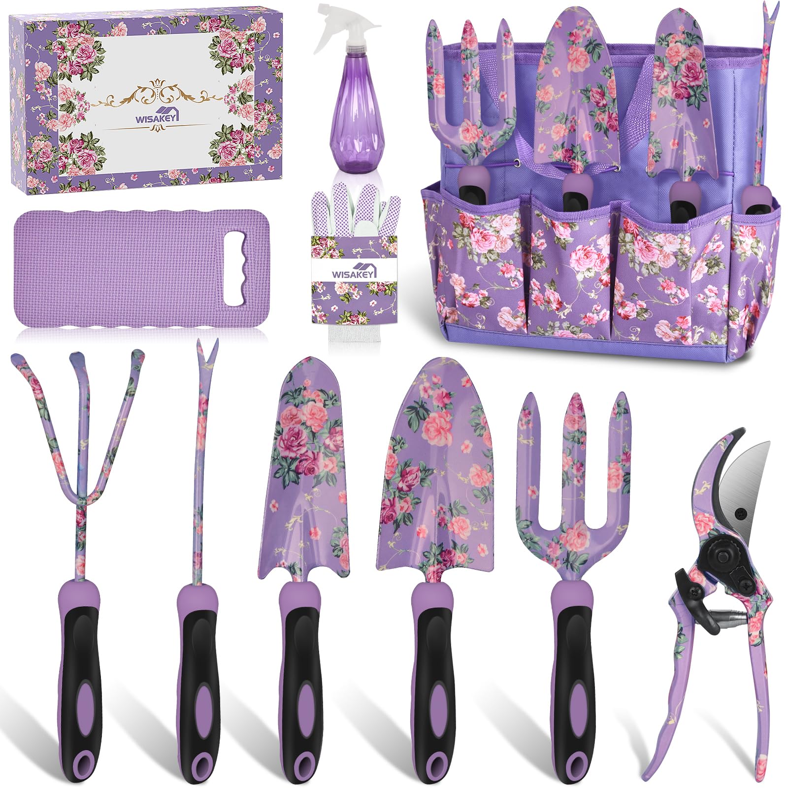 Gardening Tools, WisaKey 10 Piece Heavy Duty Purple Garden Tool Set ...