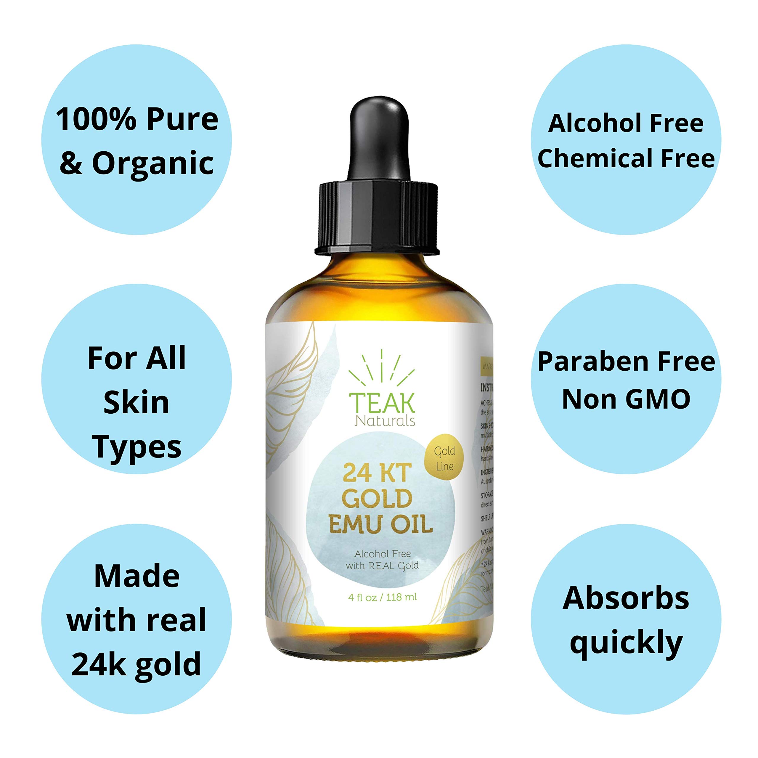 Mua Teak Naturals 24K GOLD Emu Oil, 24 K Gold Organic Australian Emu ...