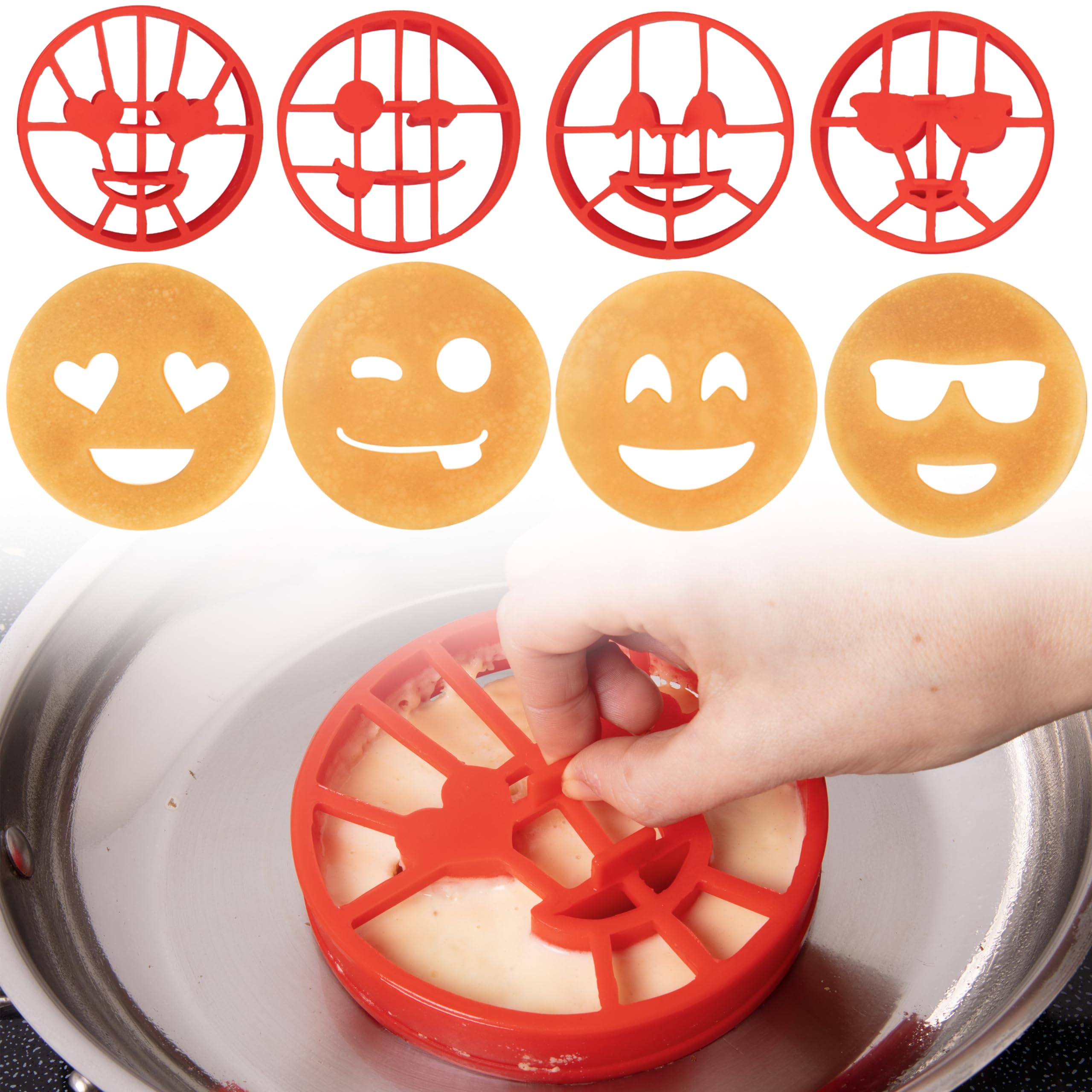 Mua Emoji Pancake Molds & Egg Rings- 4 Pack for Kids AND Adults ...