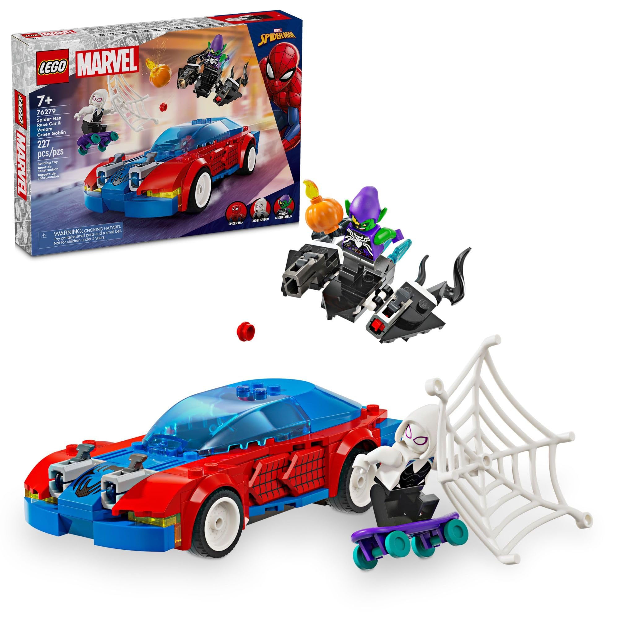 LEGO Marvel Spider-Man Race Car & Venom Green Goblin, Marvel Building ...