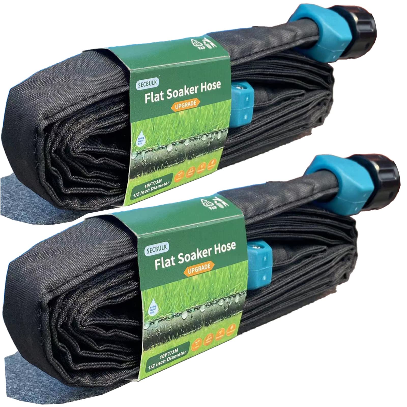 Secbulk 2025 Flat Soaker Hose 20 ft for Garden, 20' (10ft x 2) Linkable ...