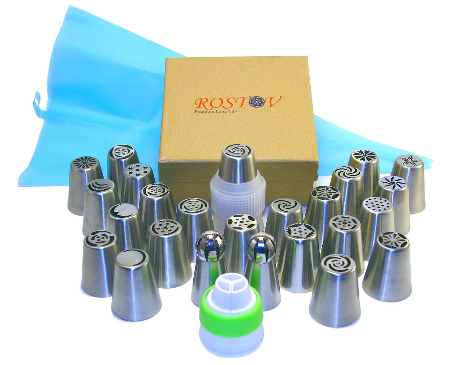 ROSTOV Premium Russian Piping Tips 38PCS/SET Stainless Steel Large Size ...