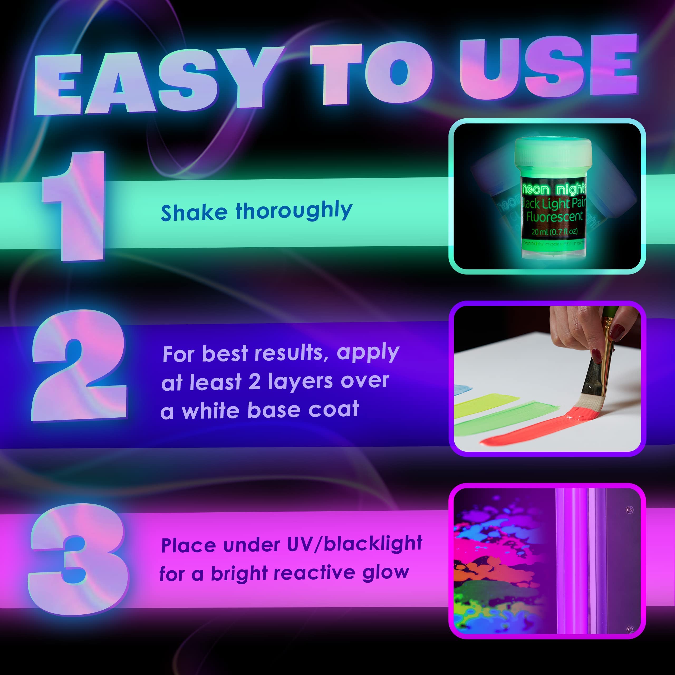 Mua Glow in the Dark Paint - Pack of 8 Multi-Surface UV Paint Set - UV ...