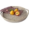 Amazon.com: Large 18" Round Wicker Serving Trays and Platters with ...