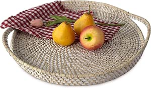 Amazon.com: Large 18" Round Wicker Serving Trays and Platters with ...