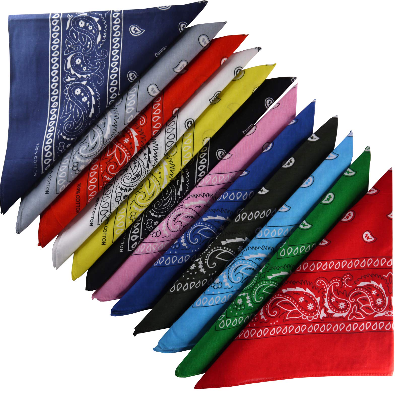 FANNI YOUPIN Assorted Colors Paisley Cowboy Bandana 12 Pack Unisex ...