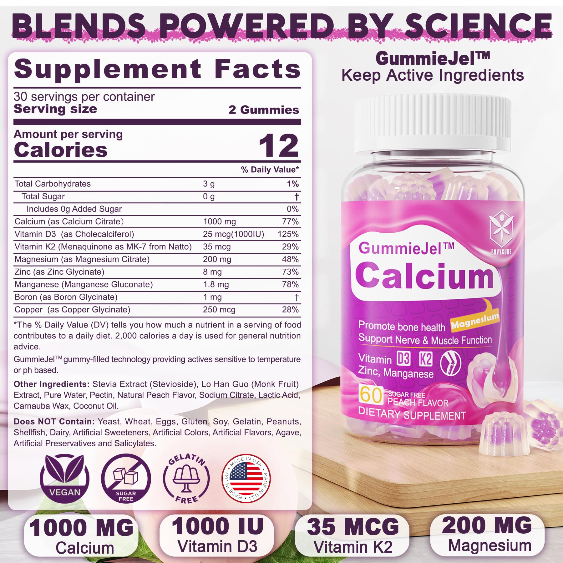 Mua Sugar-Free Calcium Citrate Gummies 1000mg w/Vitamin D3 K2 ...