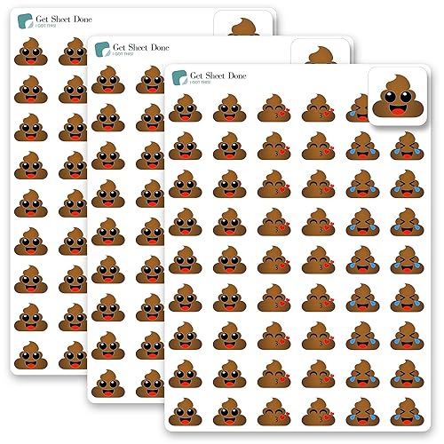 Poop Emoji Stickers / 54 Fun Vinly Stickers/Poop & Giggles/Emoticon ...
