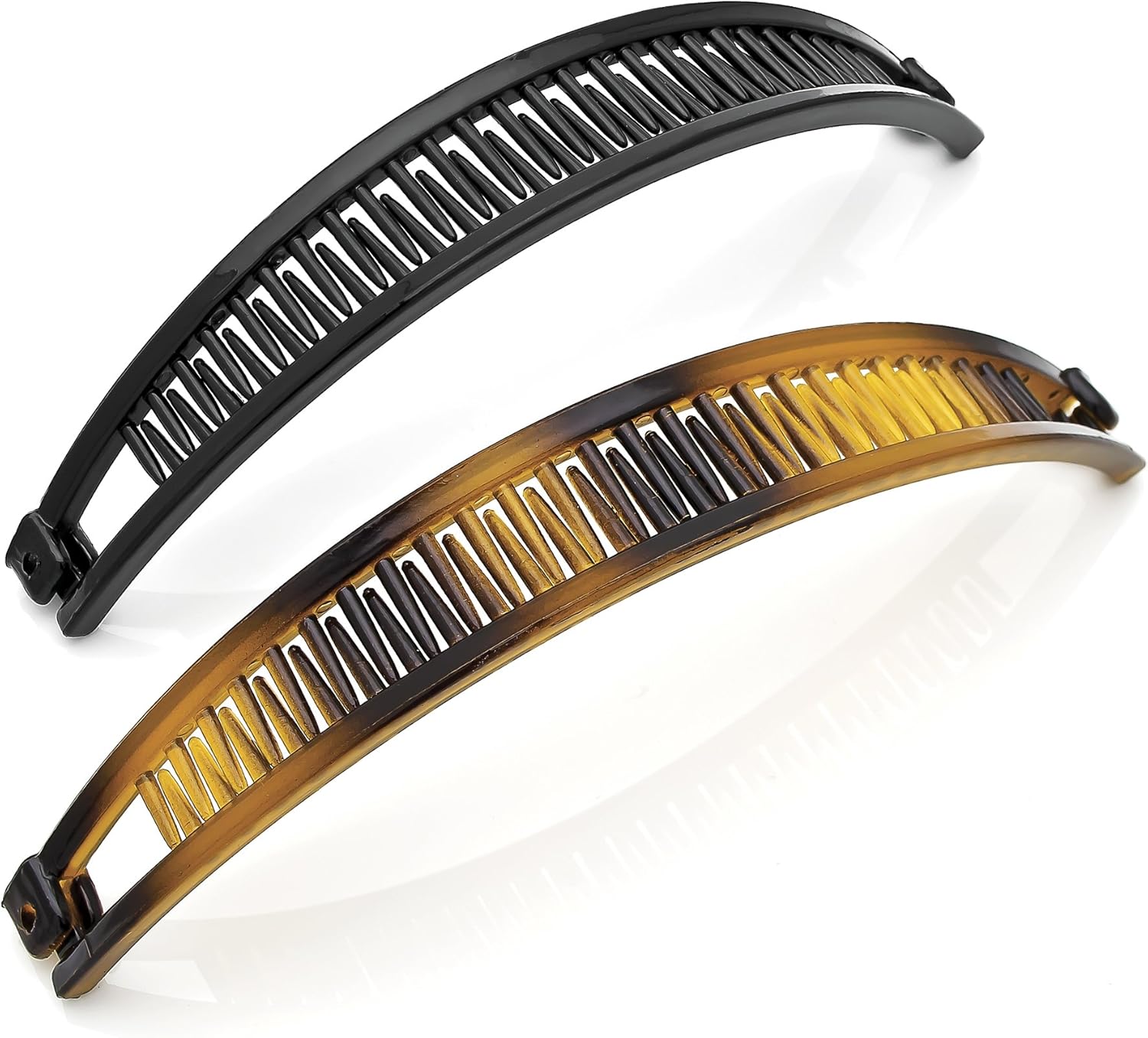 2 Tort & Black Plastic Long Banana Clips AJ28606: Amazon.co.uk: Clothing