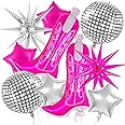 Amazon.com: 10 Pcs Pink Cowgirl Boot Balloons, Foil Disco Cowgirl ...