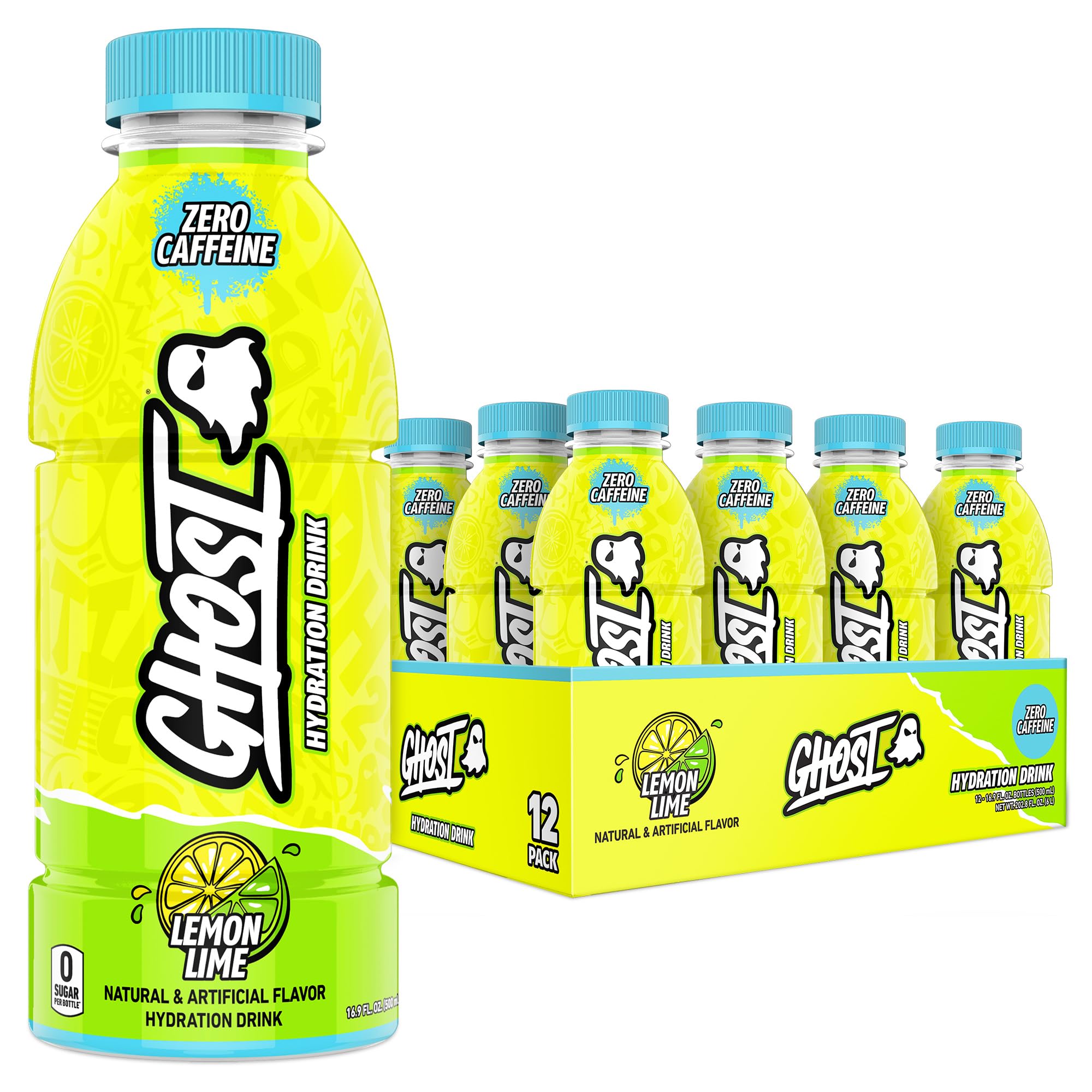 GHOST Hydration Drink, Lemon Lime - RTD Sports Drinks with Electrolytes ...