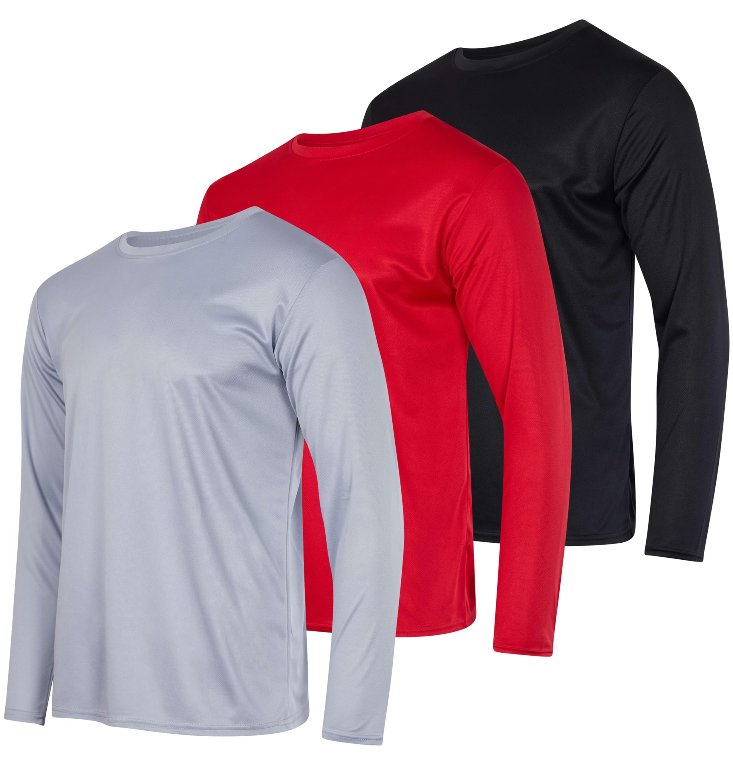 3 Pack Mens Fishing Sun Long Sleeve T-Shirt Mesh Workout Dry Fit Gym ...