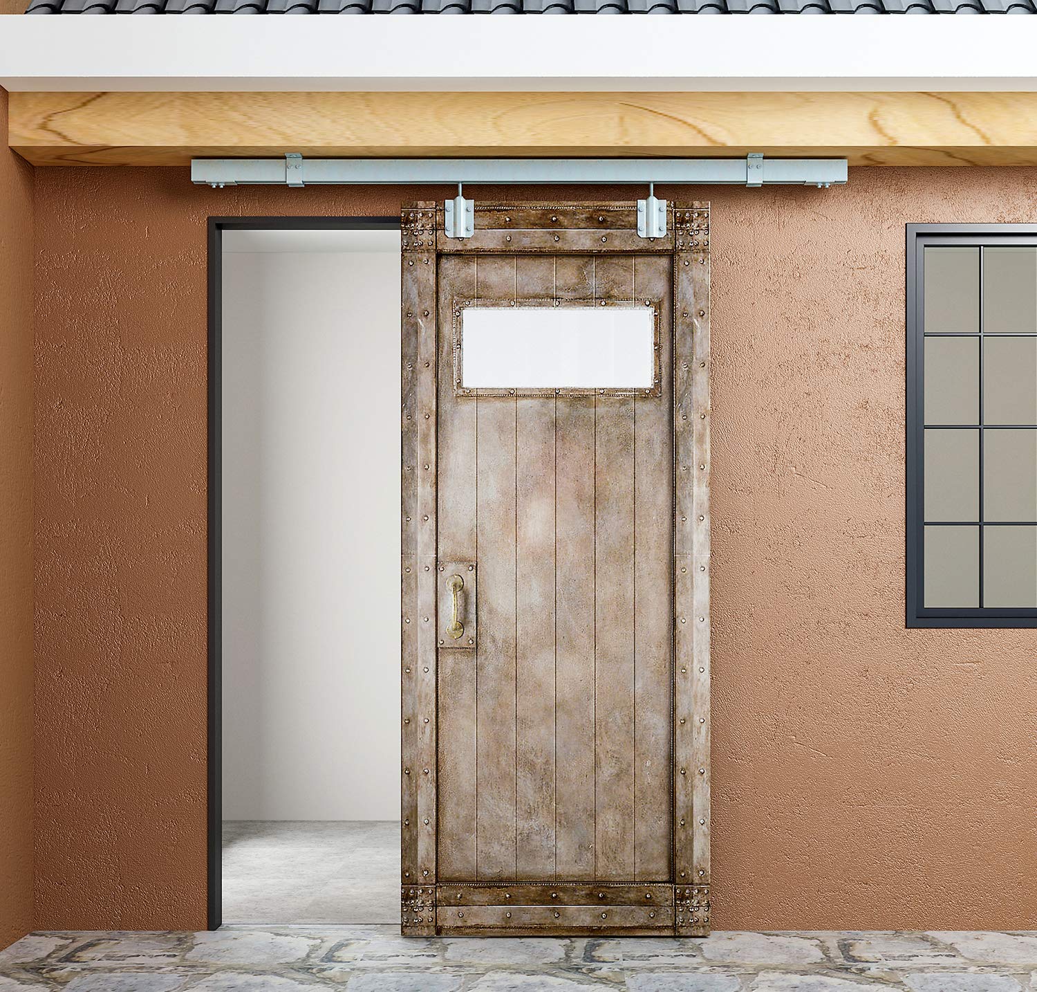 DIYHD 6FT Raw Material Galvanized Box Track Ceiling Mount Sliding Barn ...