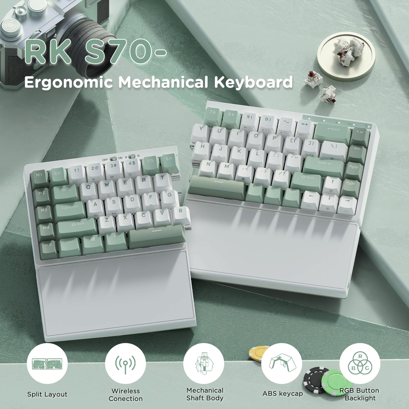 Mua RK ROYAL KLUDGE RKS70 Split Mechanical Keyboard, Wireless Bluetooth ...