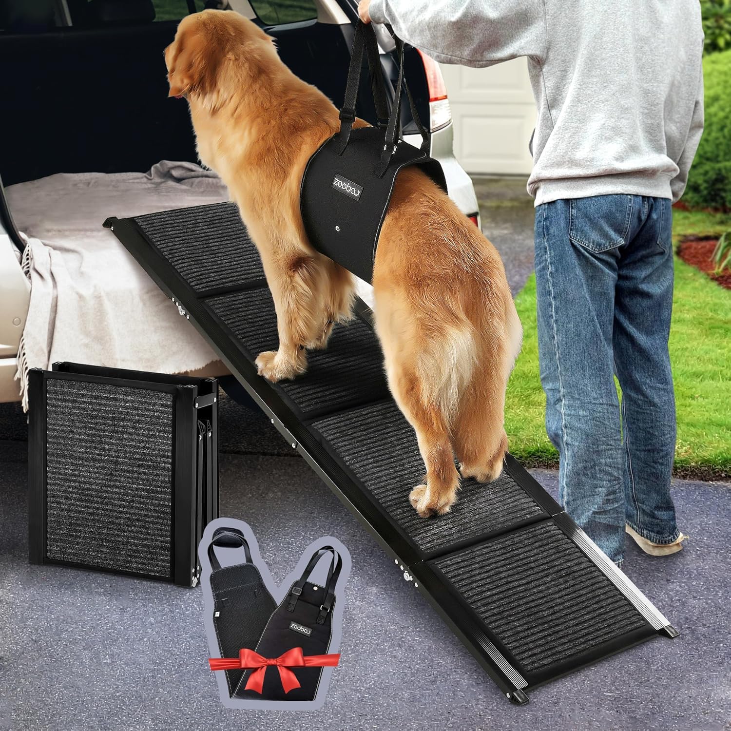 Zooba Dog Ramp for Truck, 71" Long & 20" Extra Wide Foldable Dog Ramp ...