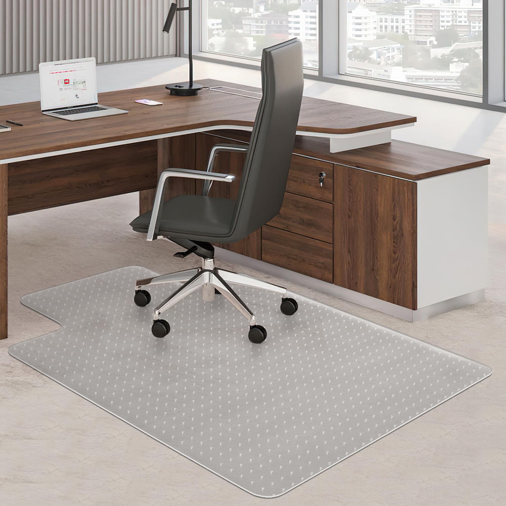 BesWin Office Chair Mat for Low Pile Carpet, 45" x 53" Plastic Computer ...
