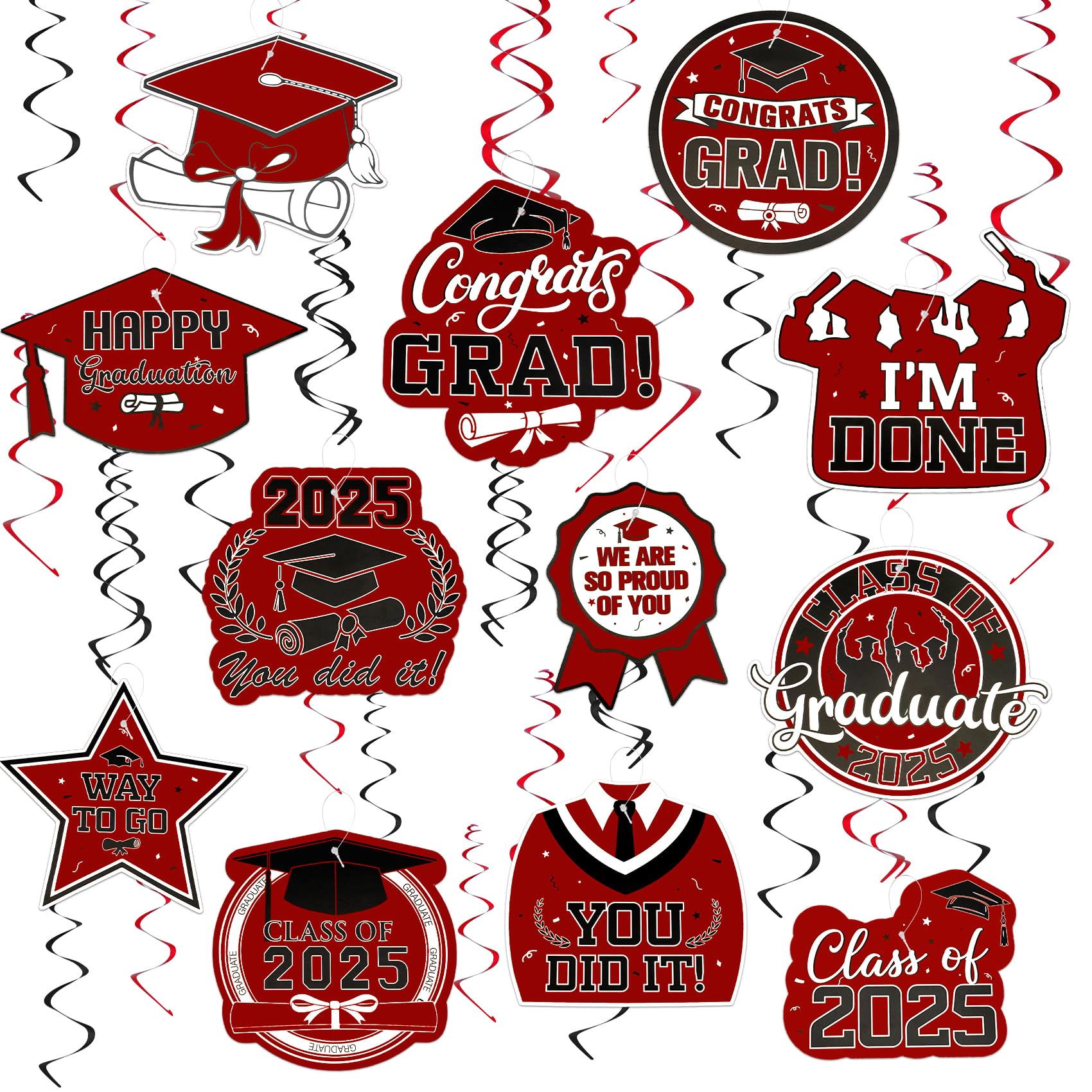 Red and Black Graduation Party Decorations 2025, Congrats Grad Class of ...