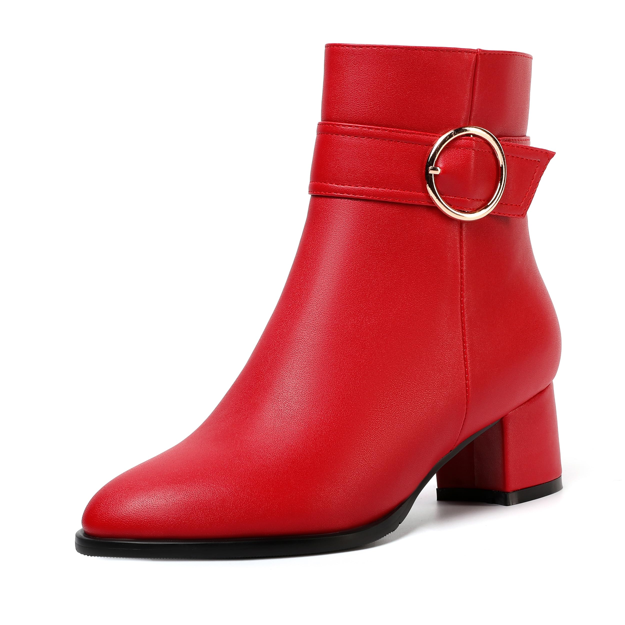 NUMALEO Women's Matte Fashion 2 Inch Low Heel Round Toe Zip Ankle High ...