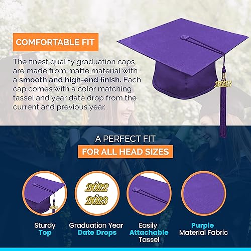 Purple Grad Cap With Tassel Shiny Purple Graduation Cap Gown And