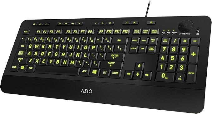 Azio Vision Backlit Usb Keyboard With Large Print Keys And 5 ...