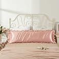 Amazon.com: HommxJF Silky Satin Ruffled Rose Gold Body Pillow Cases for ...