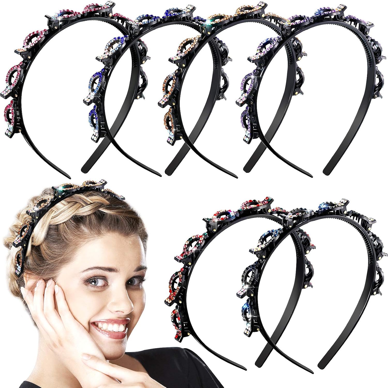 6 Pieces Double Layer Twist Plait Headband Double Bangs Hairstyle ...