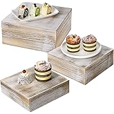 Amazon.com: 3 Pcs Whitewashed Square Wood Display Stand , Crate Style ...