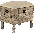 Amazon.com: Deco 79 Rustic Cushioned Stool with Drawer, 15"W x 20"H ...