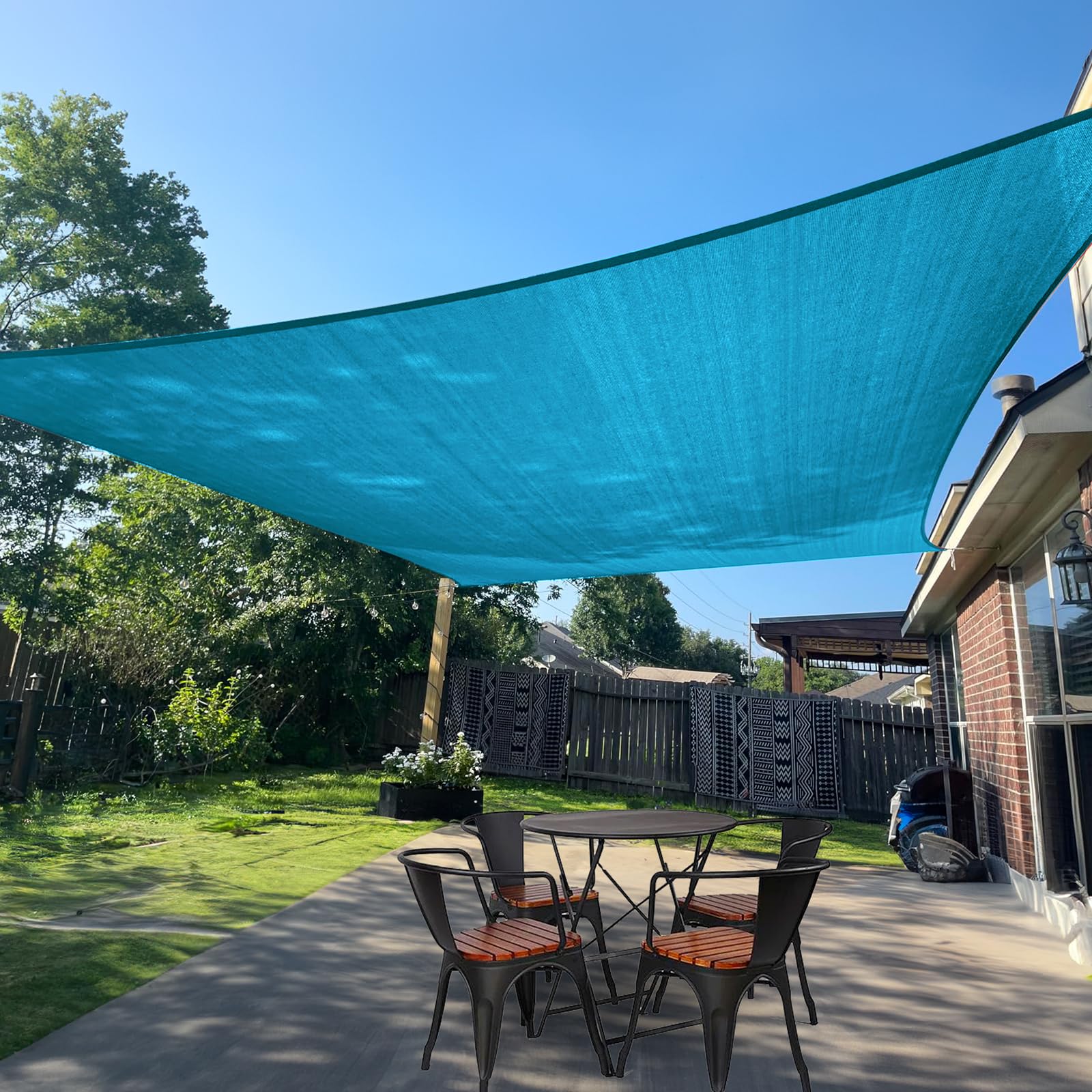 SUNLAX Sun Shade Sail 6.5' x 10' Turquoise Blue Rectangle Canopy Sail ...