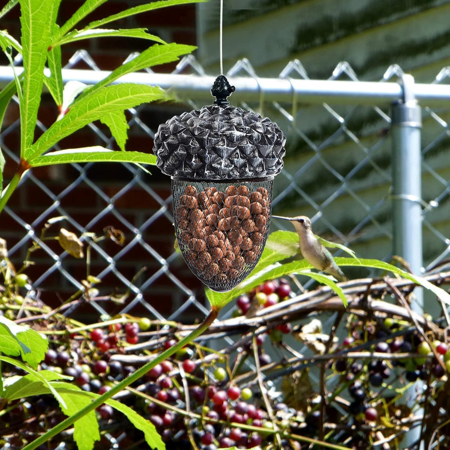 COSTWAY Acorn Bird Feeder, Hanging Wild Birds Nut Feeders with ...