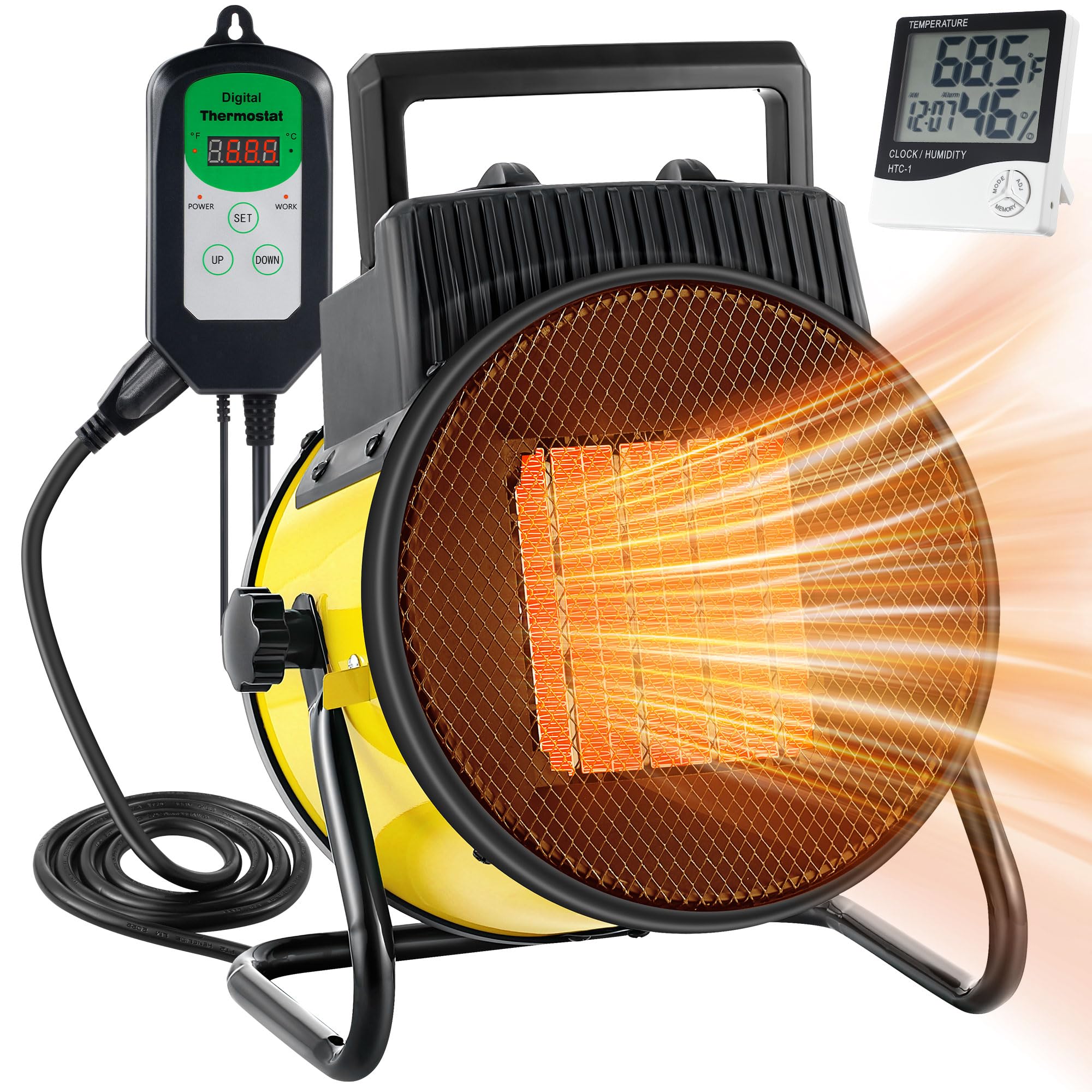 Dreyoo Greenhouse Heater Fan with Digital Thermostat, 1500W Quick ...