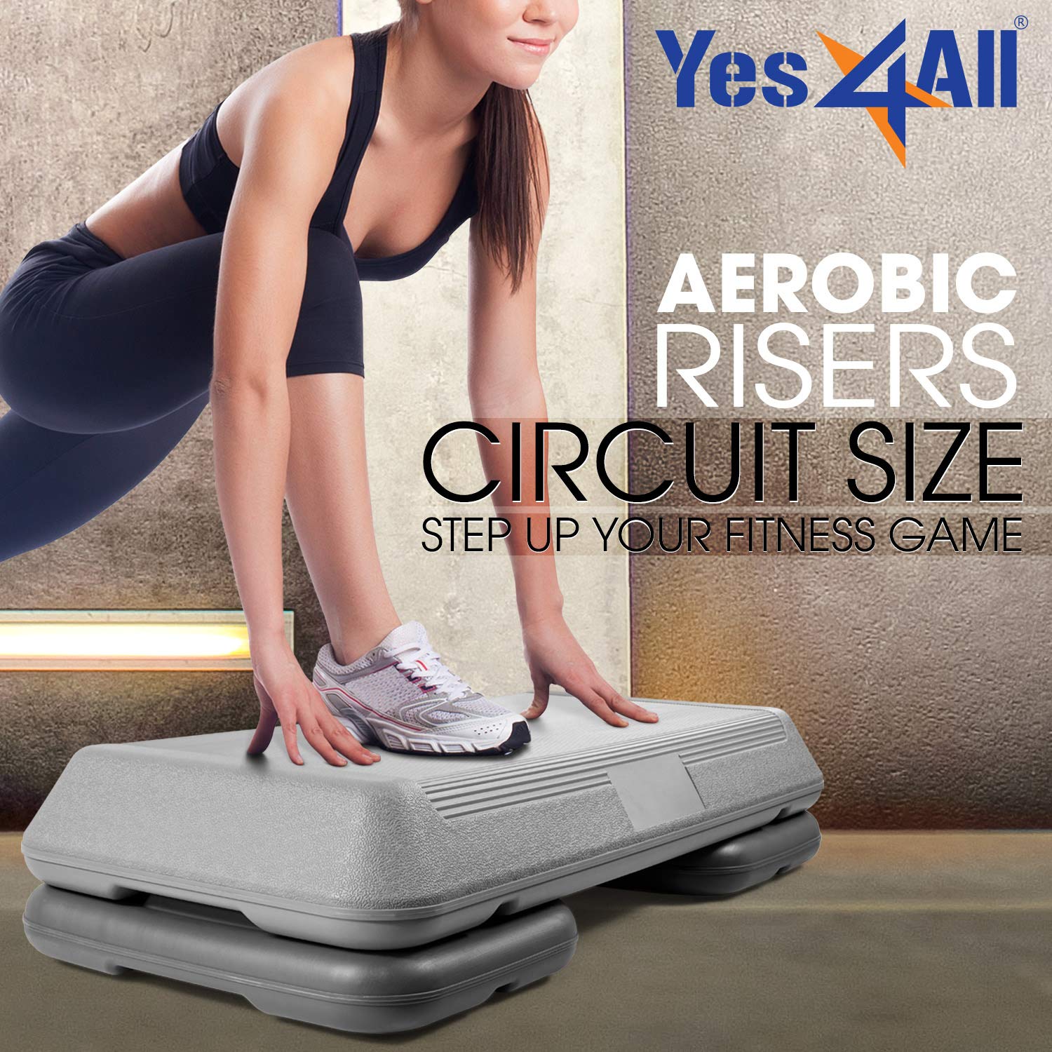 Yes4All Adjustable Aerobic Step Risers, 14.5" x 9.5" Workout Risers for ...
