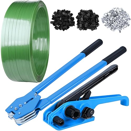 MYFAMIREA Banding Packaging Pallet Strapping Kit Poly Strapping Tensioner Tool, Banding Sealer ...